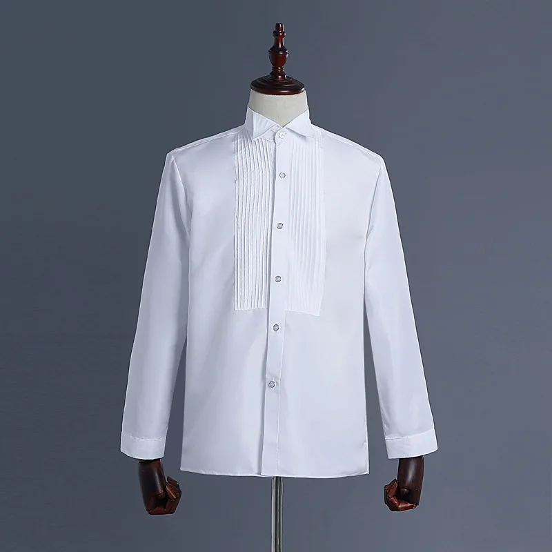 Performance-Wear-Men-s-White-Shirt-Stage-Fashion-Solid-Small-Pointed ...