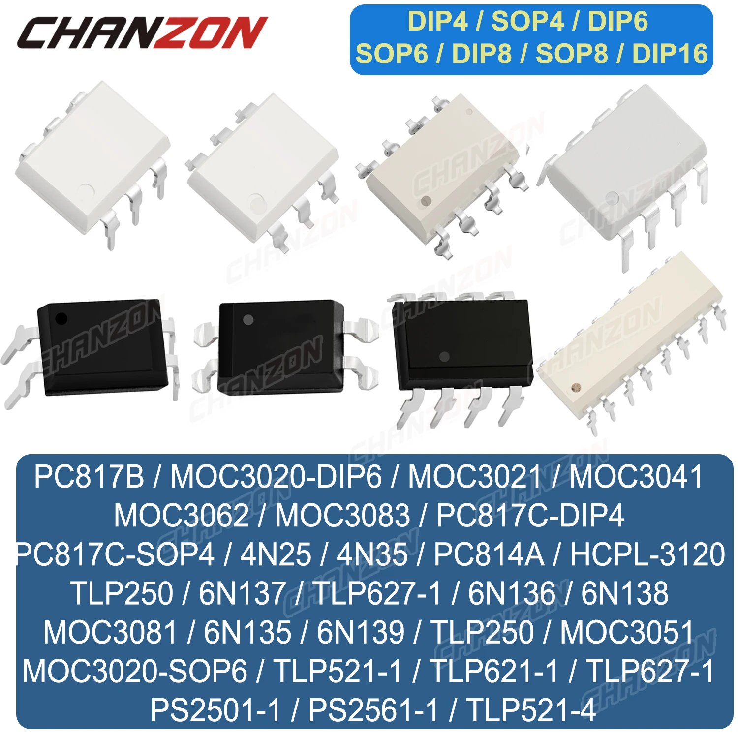 6N137-Pc817-Tlp250-Tlp627-4N35-4N25-6N136-6N138-Moc3041-Moc3020-Moc3021 ...