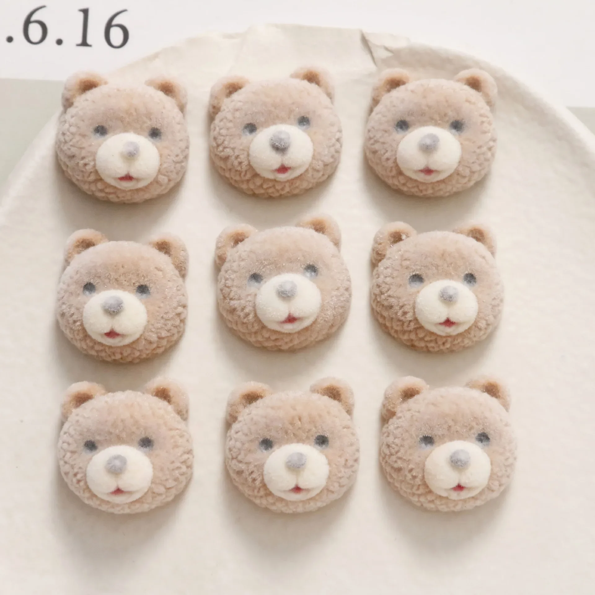 5pcs-kawaii-cute-cartoon-plush-flocking-bear-head-resin-Flatback-Resin ...