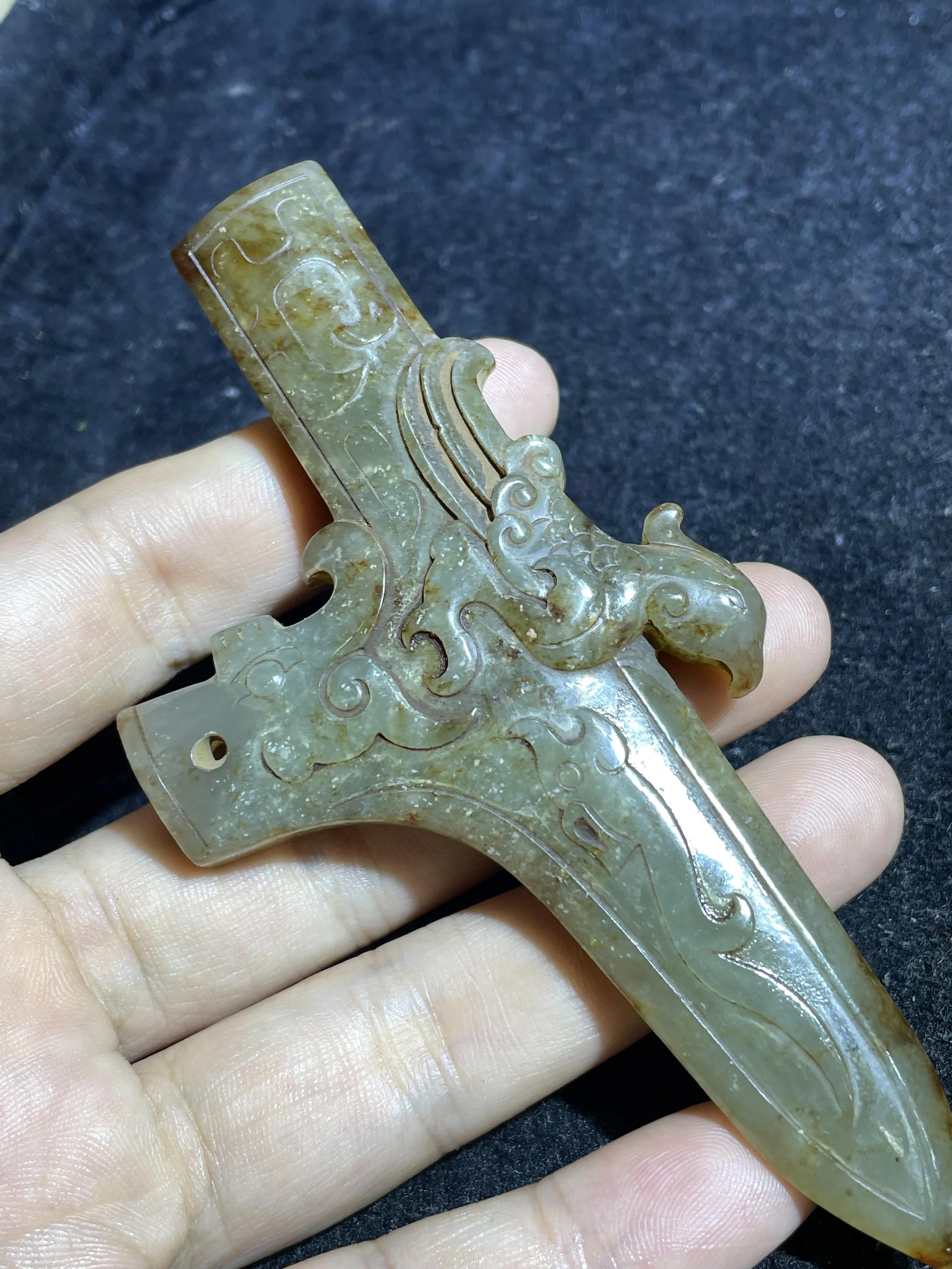 One-Piece-Chinese-Vintage-Hetian-Jade-Nirvana-Phoenix-Dagger-Sword ...