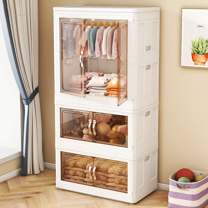 Folding-Wardrobes-Transparent-Double-door-Home-Bedroom-Clothes-Storage ...