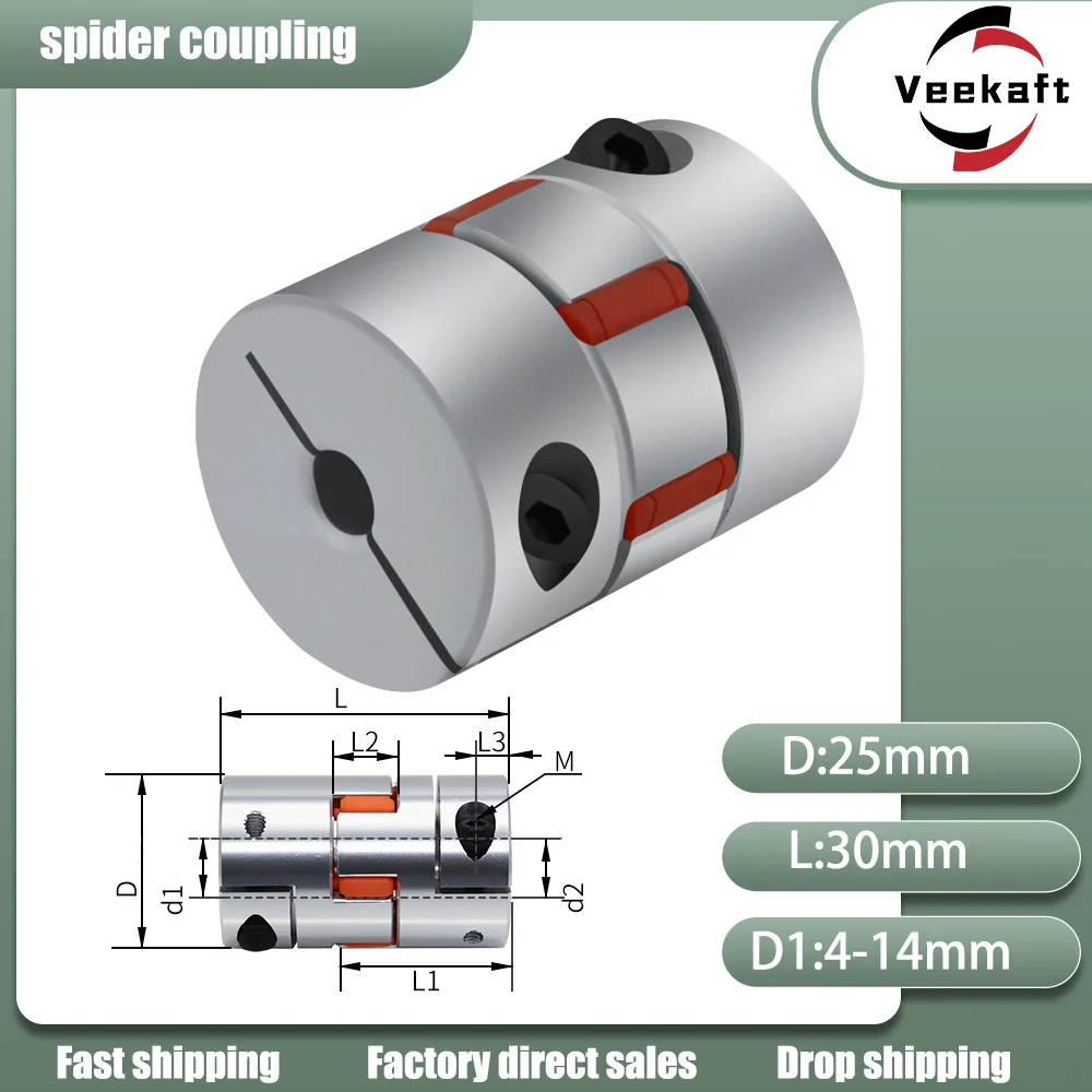 D25L30-Coupler-D25-L30-three-Jaw-Aluminium-Plum-Flexible-Shaft-Coupling-Motor-Connector-Flexible ...