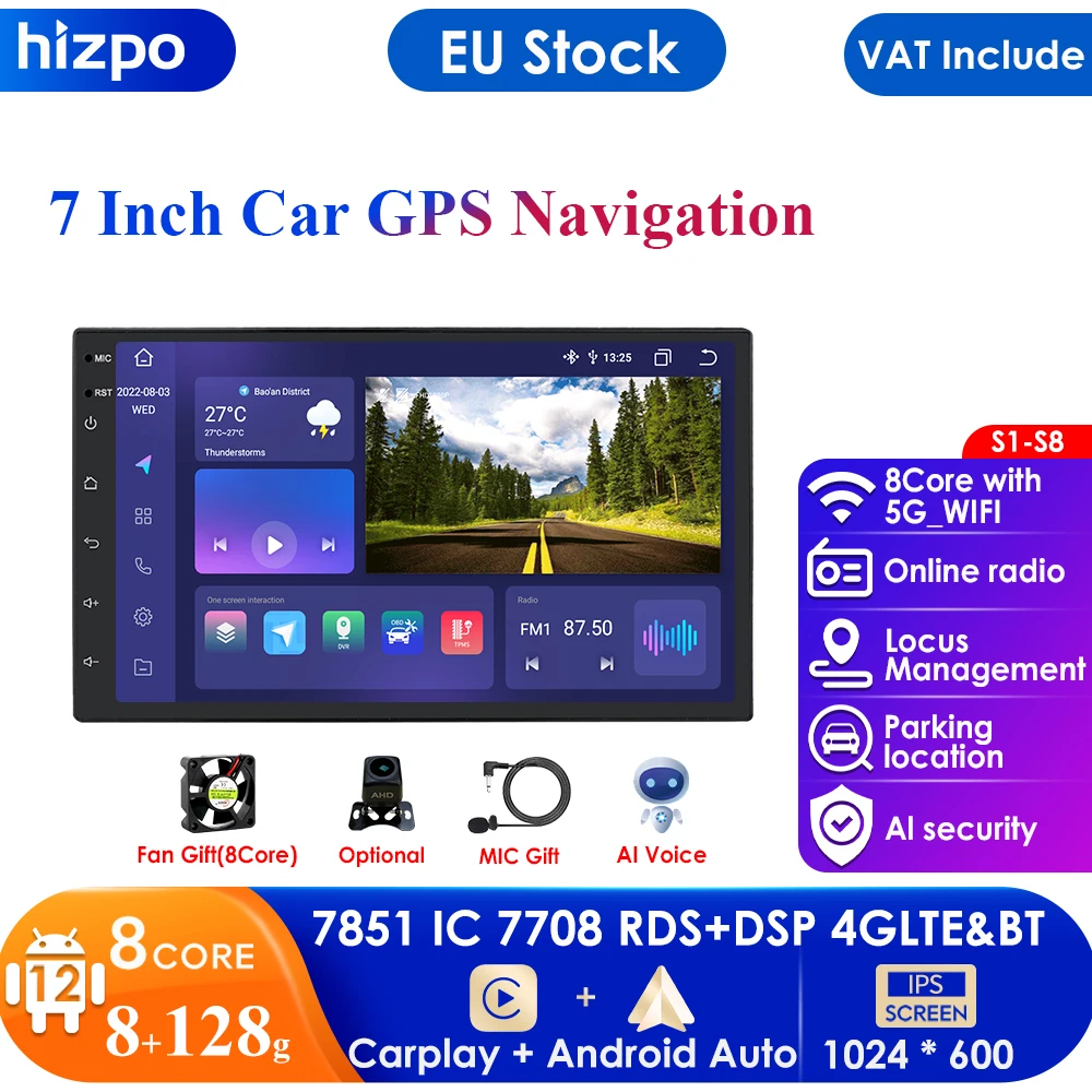 Rádio do carro 2 Din 7 ″ Android Multimedia Player GPS WIFI Bluetooth Player para Universal ...