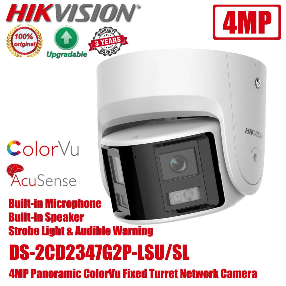 Original Hikvision 4mp Ds-2cd2347g2p-lsu/sl Acusense Colorvu Panoramic Strobe Light & Audio ...