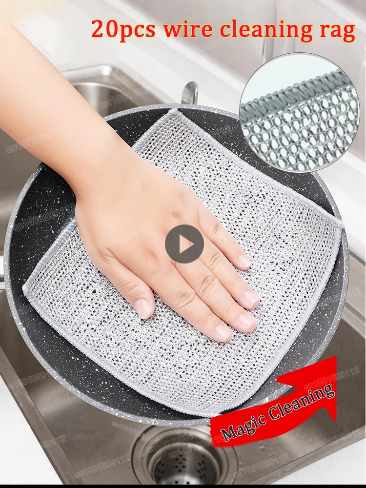 Magic-Cleaning-Cloth-Kitchen-Dishwashing-Towel-Metal-Steel-Wire ...