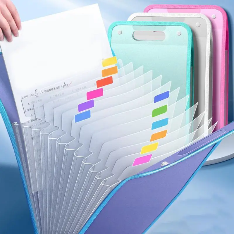 A4-File-Folder-Vertical-13-Pockets-Snap-Button-Portable-Examination ...
