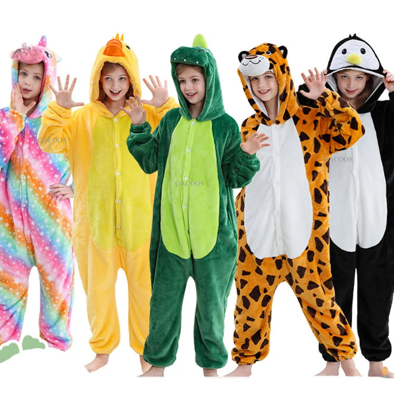 Kigurumi-Children-Pajamas-for-Girls-Boys-Cow-Animal-Pajamas-Kids ...