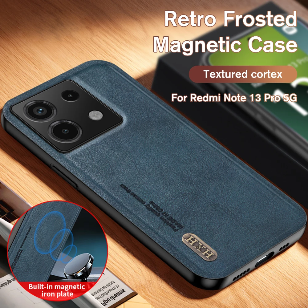 Redmy-Note13-Pro-5G-Case-Vintage-Matte-Leather-Magnetic-Back-Cover-For ...