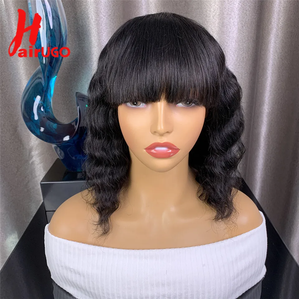 Deep-Wave-Machine-Human-Hair-Wigs-With-Bangs-Deep-Wave-Glueless-Human ...