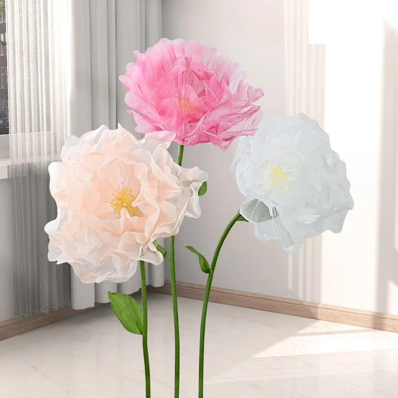 Wedding-Gauze-Flower-Artificial-Peony-Big-Flower-Handmade-Flower ...