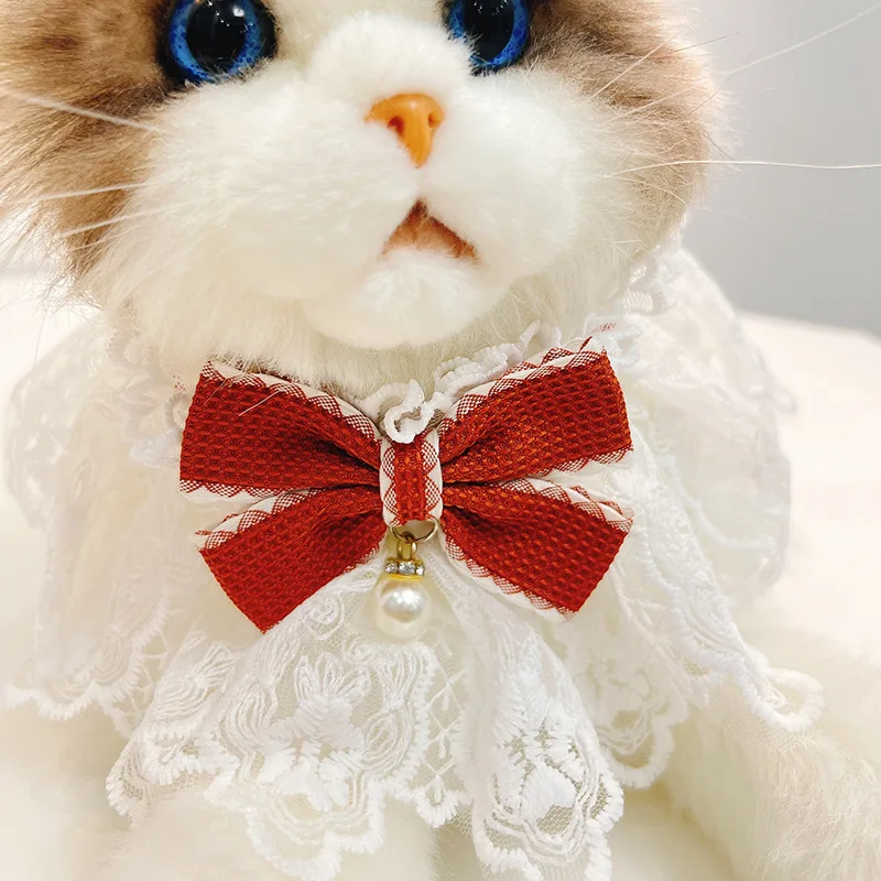Cute Cat Collar INS Princess Style Lace Pet Saliva Towel Bib Saliva ...