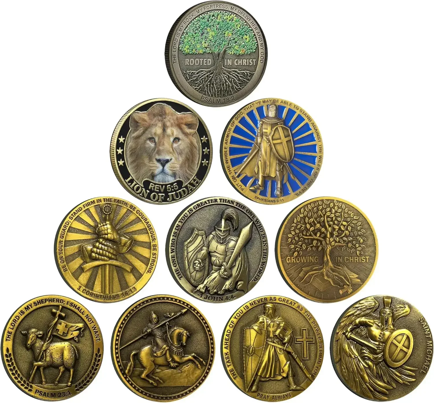 10-Pack-Christian-Challenge-Coin-Collection-Set-1-57-Pocket-Tokens-with ...