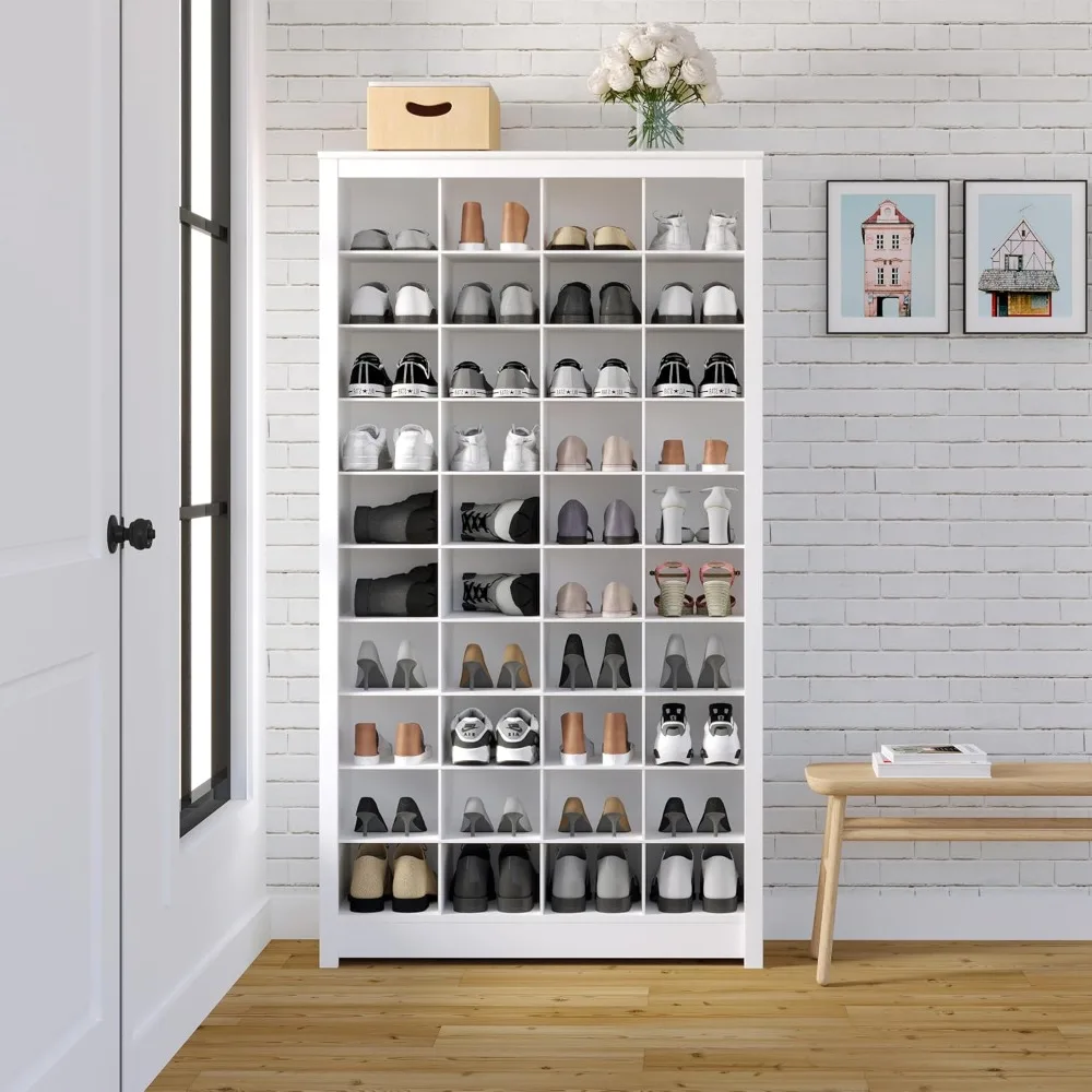 White Tall Storage Cabinet, Shoe Cabinet, Cube Storage Organizer with ...