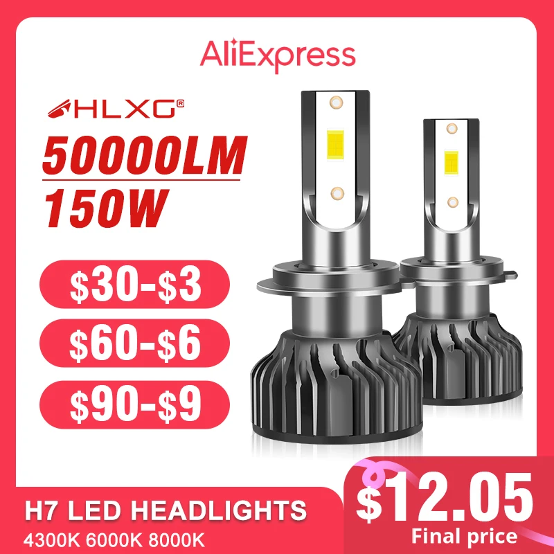 Hlxg H7 Led Canbus Hb3 Hb4 H1 H8 H11 H4 9005 9006 Hir2 Car Led Lights Auto Headlamp Csp Chips ...