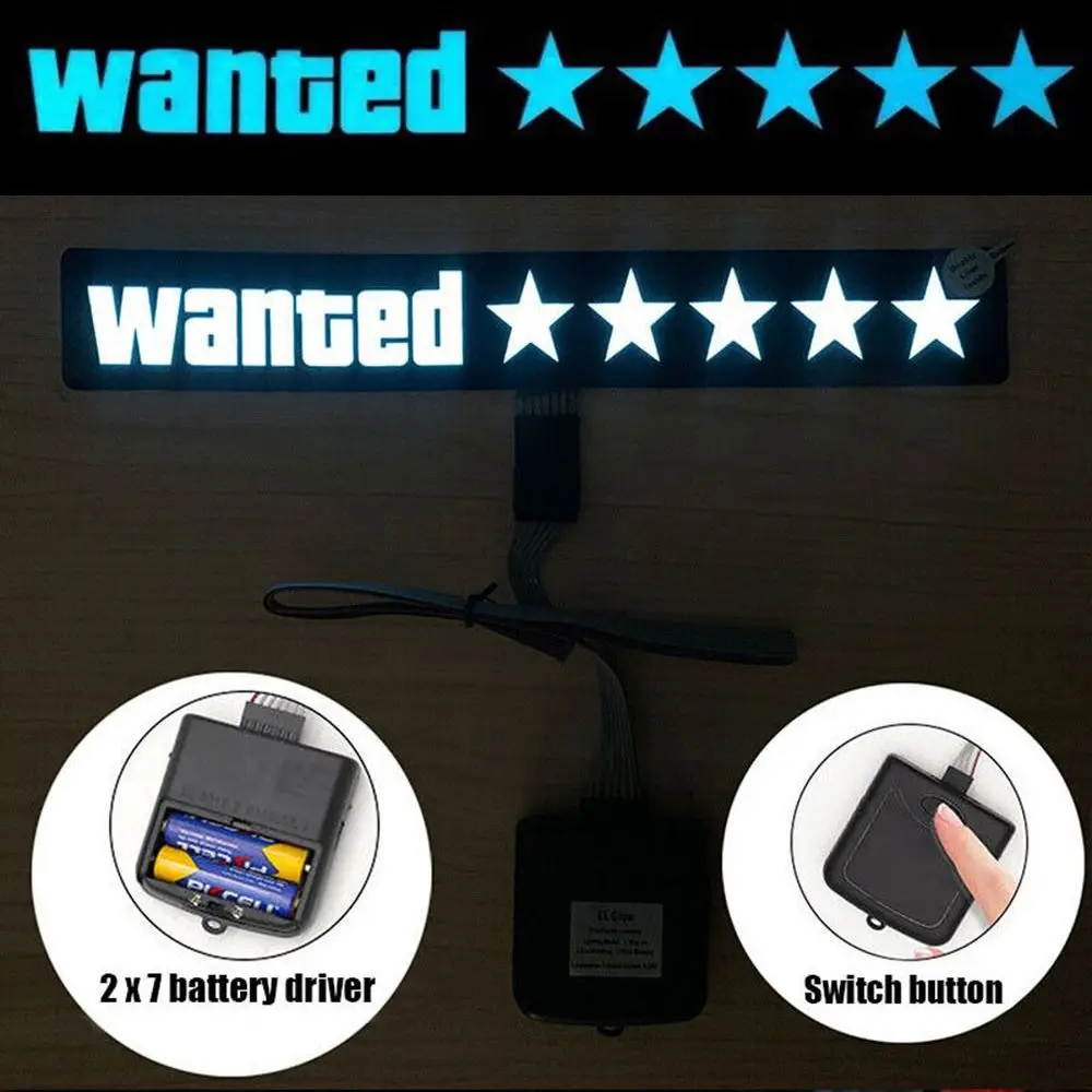 Windshield-Electric-LED-Wanted-Car-Window-Sticker-Auto-Moto-Safety-Sign ...
