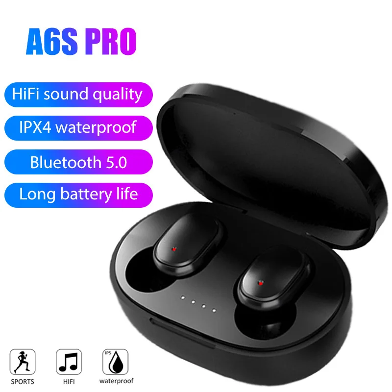 Original A6S Pro TWS Headset Wireless Earphones Bluetooth Headphones ...