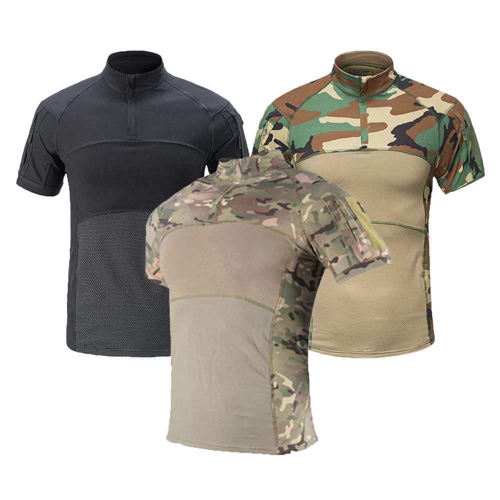 Military-Tactical-Short-Sleeve-Camouflage-T-Shirt-Men-s-Black-Camo ...