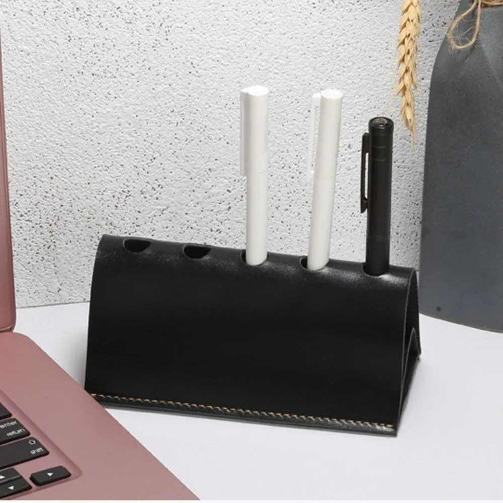 Leather Pu Pen Holder New Portable Pretty Triangular Pencil Case Office ...