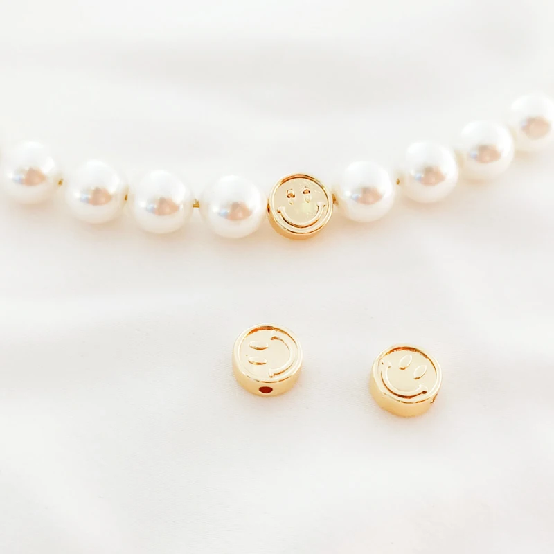 3-pieces-8mm-copper-plated-14K-Gold-Solid-smiling-face-cross-hole ...