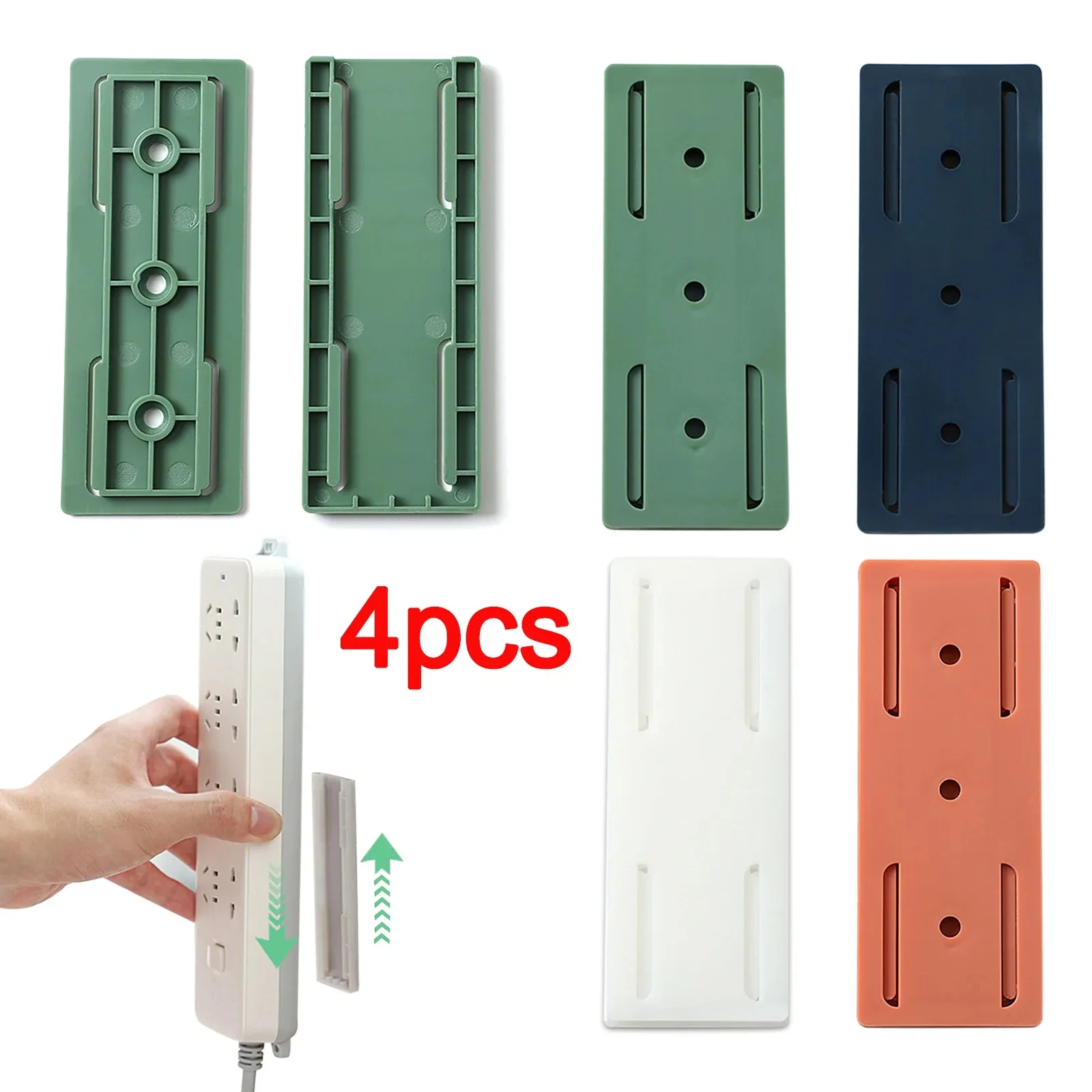 4pcs-Wall-Mounted-Holder-Punch-Free-Plug-Fixer-Self-Adhesive-Socket ...