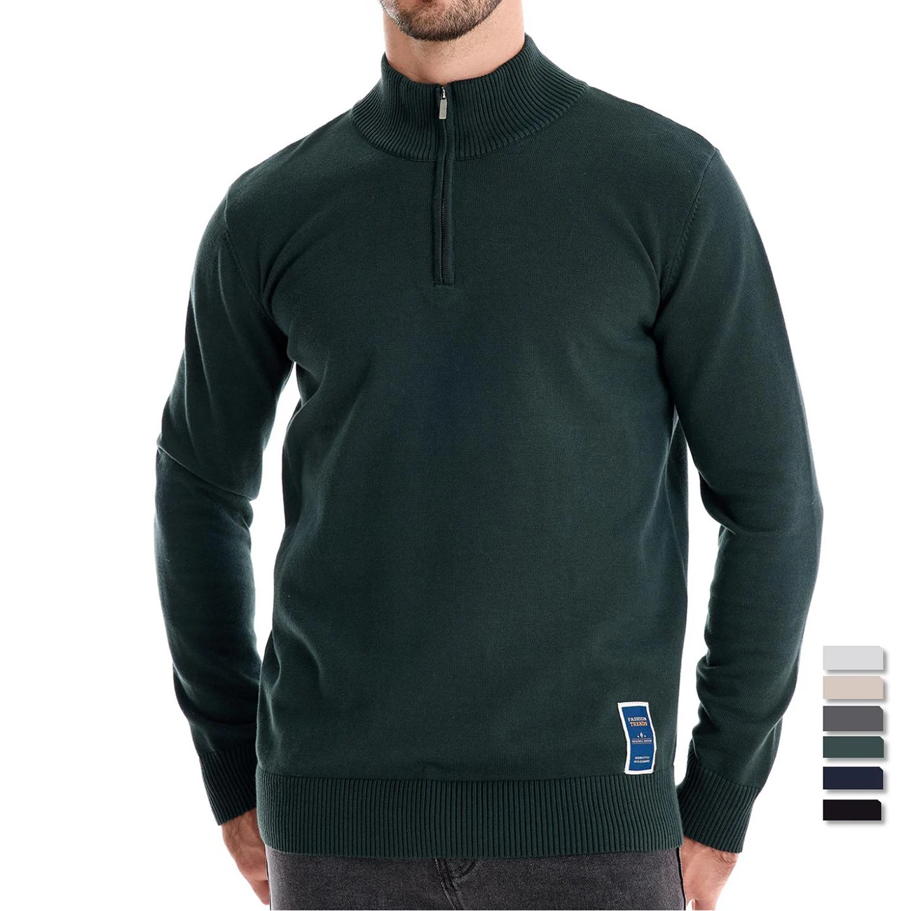 AIOPESON-Mens-Quarter-Zip-Cotton-Pullover-Sweaters-Solid-Color-Casual ...
