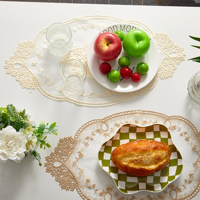 1Pcs-Embroidery-Polyester-Place-Table-Mat-Pad-Cloth-Cup-Doily-Tea ...