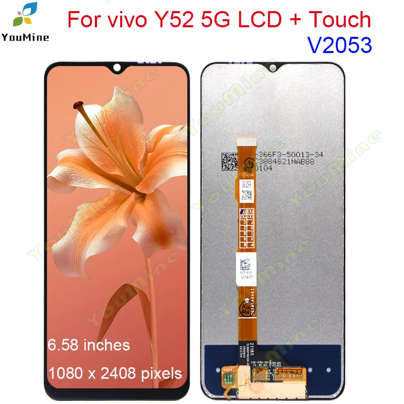 6.58" Original For Vivo Y52 5g Lcd V2053 Display Touch Panel Glass Screen Digitizer Assembly For ...