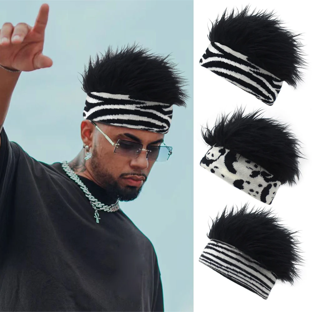 Men-Fake-Hair-Knit-Hat-With-Comfortable-Cotton-Fabric-For-Birthday ...