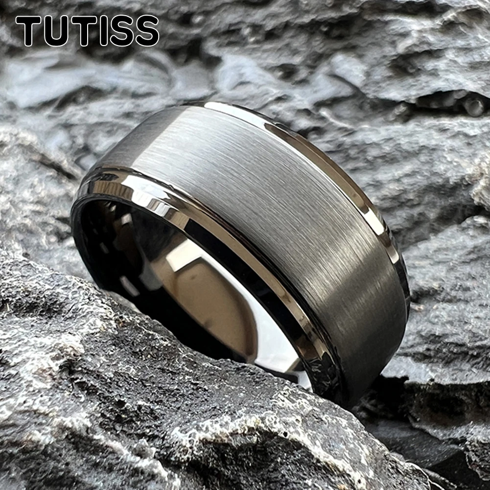TUTISS-10MM-Classic-Men-Ring-Women-Tungsten-Wedding-Band-Stepped ...