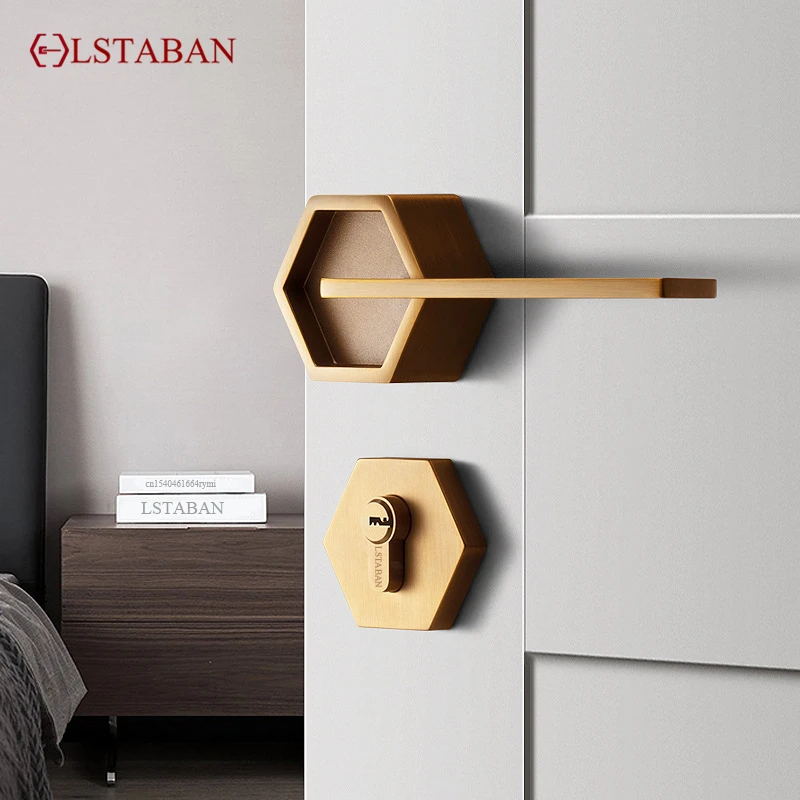 Interior-Silent-Security-Door-Lock-Zinc-Alloy-Door-Handle-Locks-Home ...