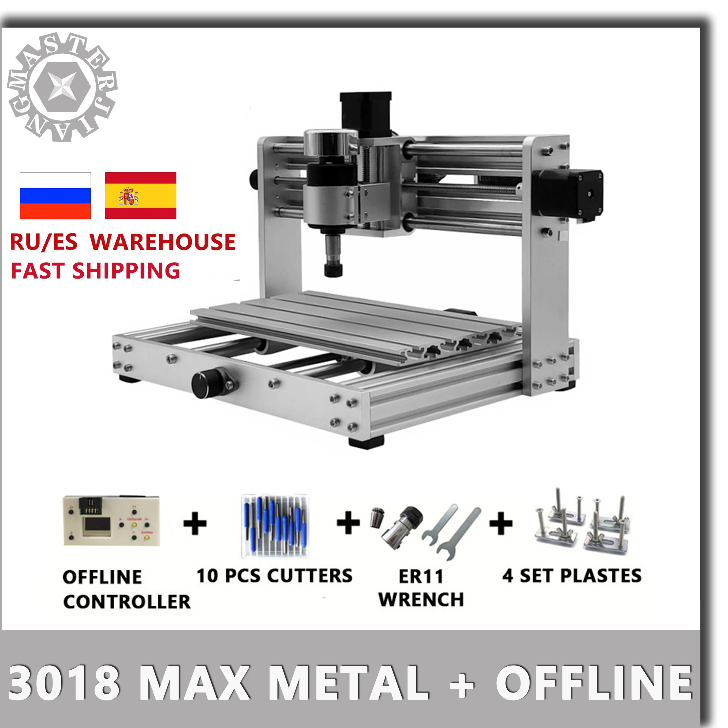 3018 Max Metal GRBL control with 200W Spindle offline control,3 Axis pcb CNC Milling Laser ...