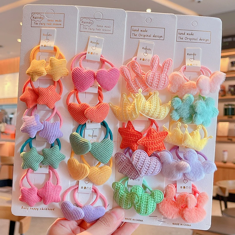 10/20Pcs/Set Children Girls Cute Hairball Flower Heart Elastic Hair ...