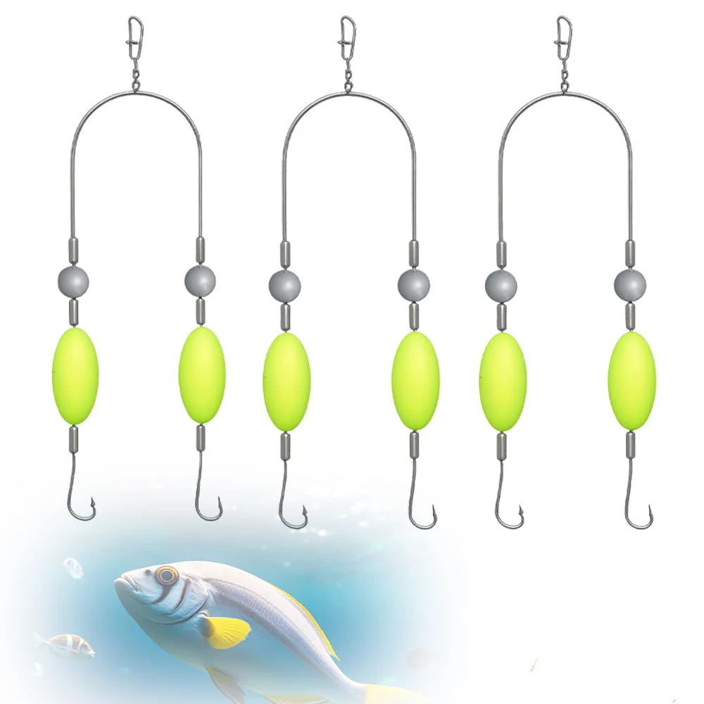 10PCs Double Reverse Fishing Hook Set,Double-Hook Reverse Bottom Rig ...