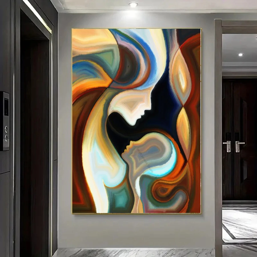 Abstract Love Embrace Canvas Art Print,Wall Decor, Modern Artwork ...