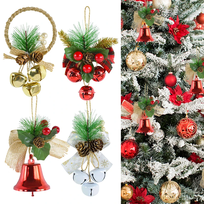 1pc-Christmas-Jingle-Bells-Pendants-Red-Berries-Pine-Bow-Bell-Xmas-Tree ...