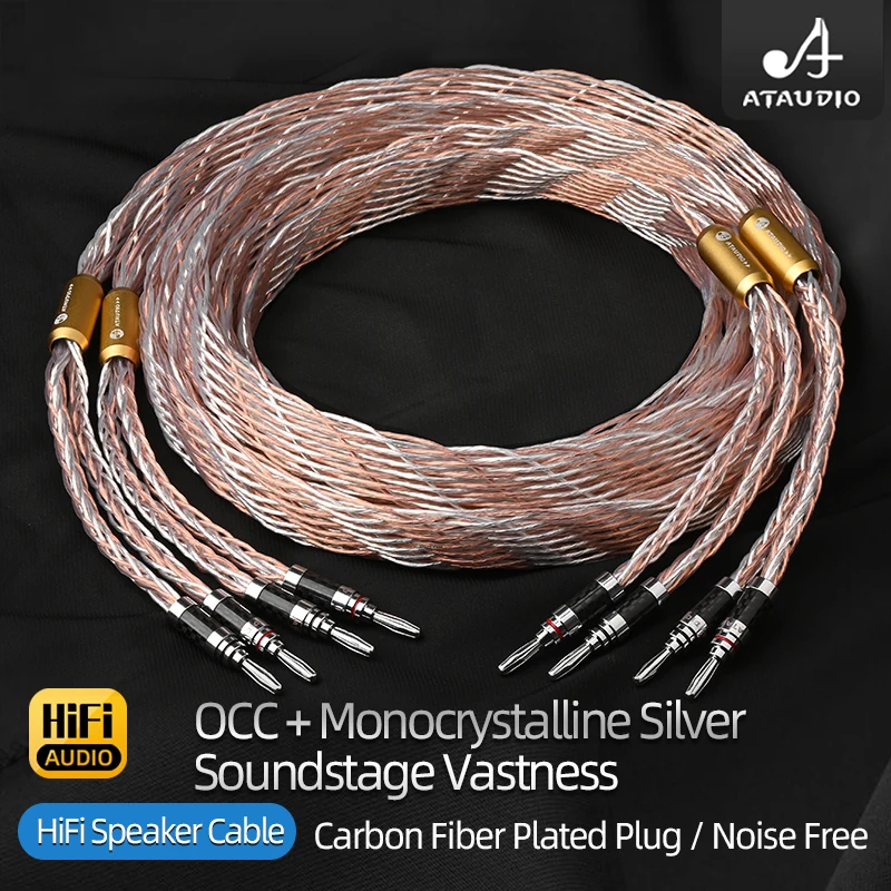 ATAUDIO HiFi Speaker for Amplifier Banana Cable 7N OCC Mixed Silver ...