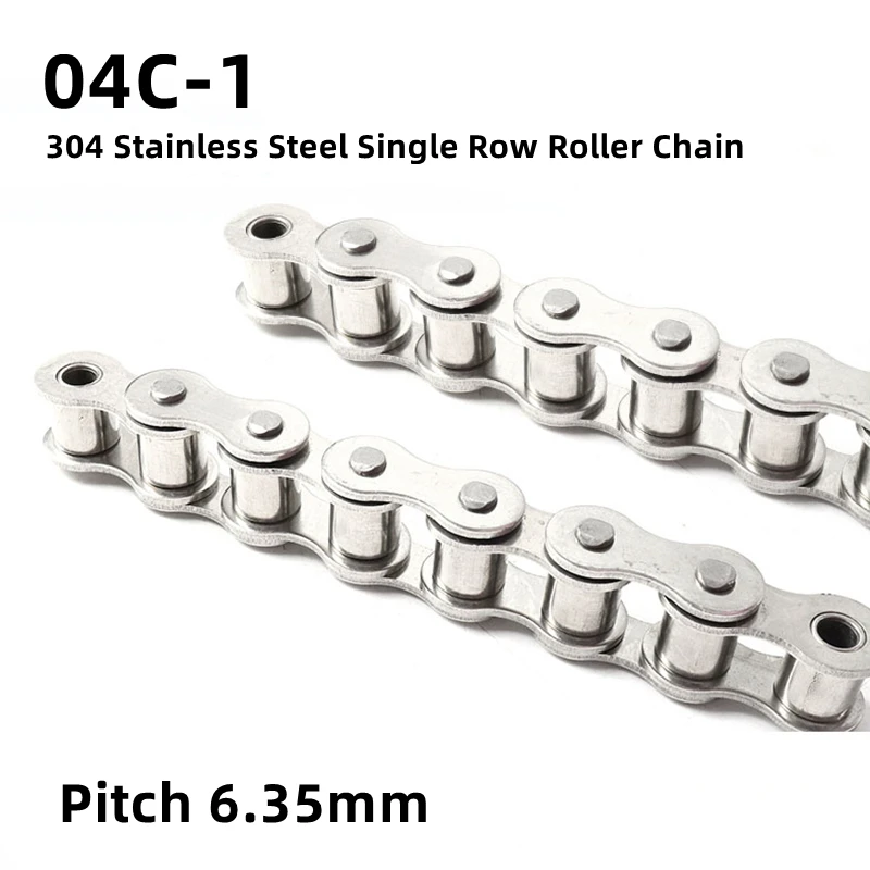 04C-1-304-Stainless-Steel-Single-Row-Roller-Chain-Short-Pitch-Drive ...