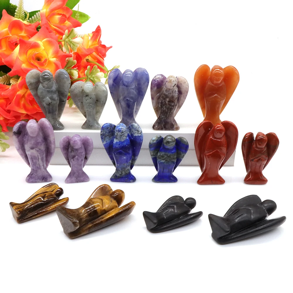 2-Size-Guardian-Angel-Figurine-Natural-Crystals-Stones-Colorful ...