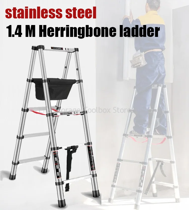 1-4-1-4M-Stainless-Steel-Herringbone-Ladder-Telescopic-Ladders ...