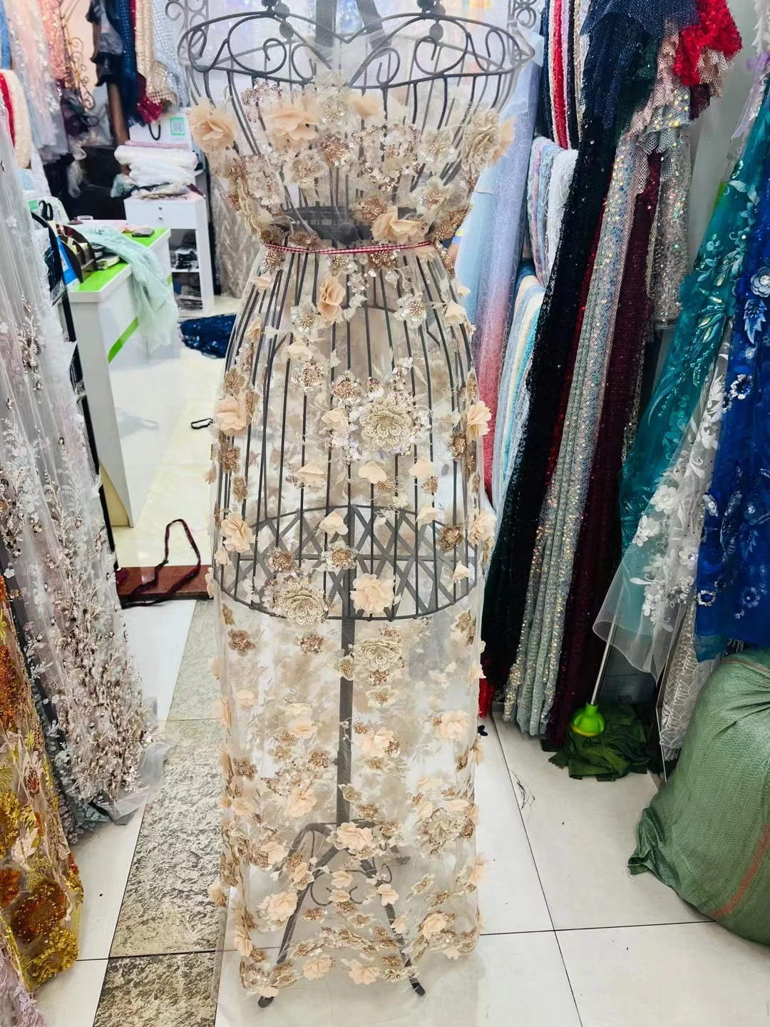 3D-Flower-Decorate-Dresses-Net-Lace-with-Beads-and-Sequins-Top-Quality ...