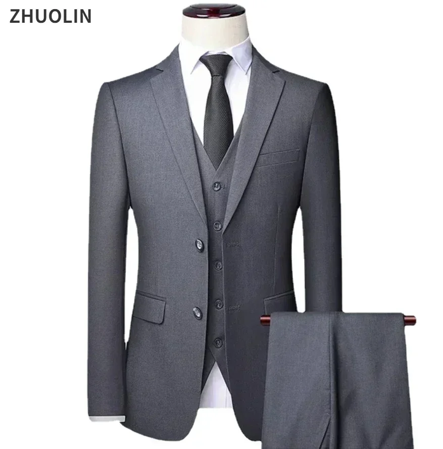 Suit For Men Wedding 3 Pieces 2 Sets Blazers Elegant Jackets Vest Pants ...