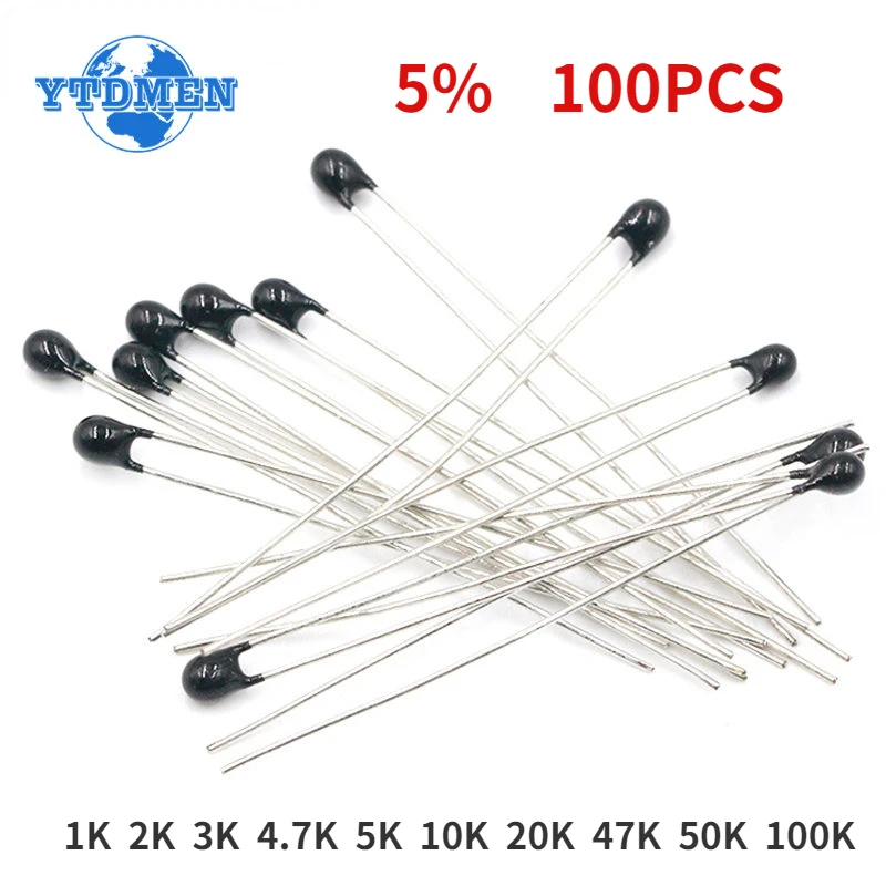 100PCS NTC Thermistor MF52AT NTC-MF52AT Thermal Resistor 1K 2K 3K 4.7K ...