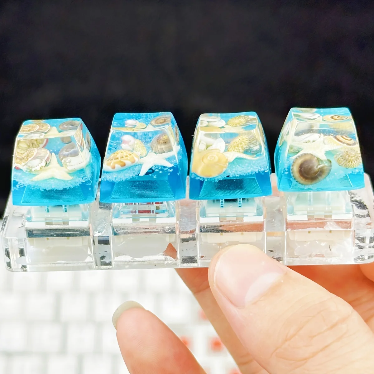 Ocean-Inspired-Transparent-Keycap-with-Conch-Starfish-Design-Durable ...