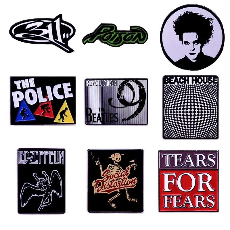 Broche-de-esmalte-de-Metal-con-logotipo-de-banda-de-Rock-insignia-de ...