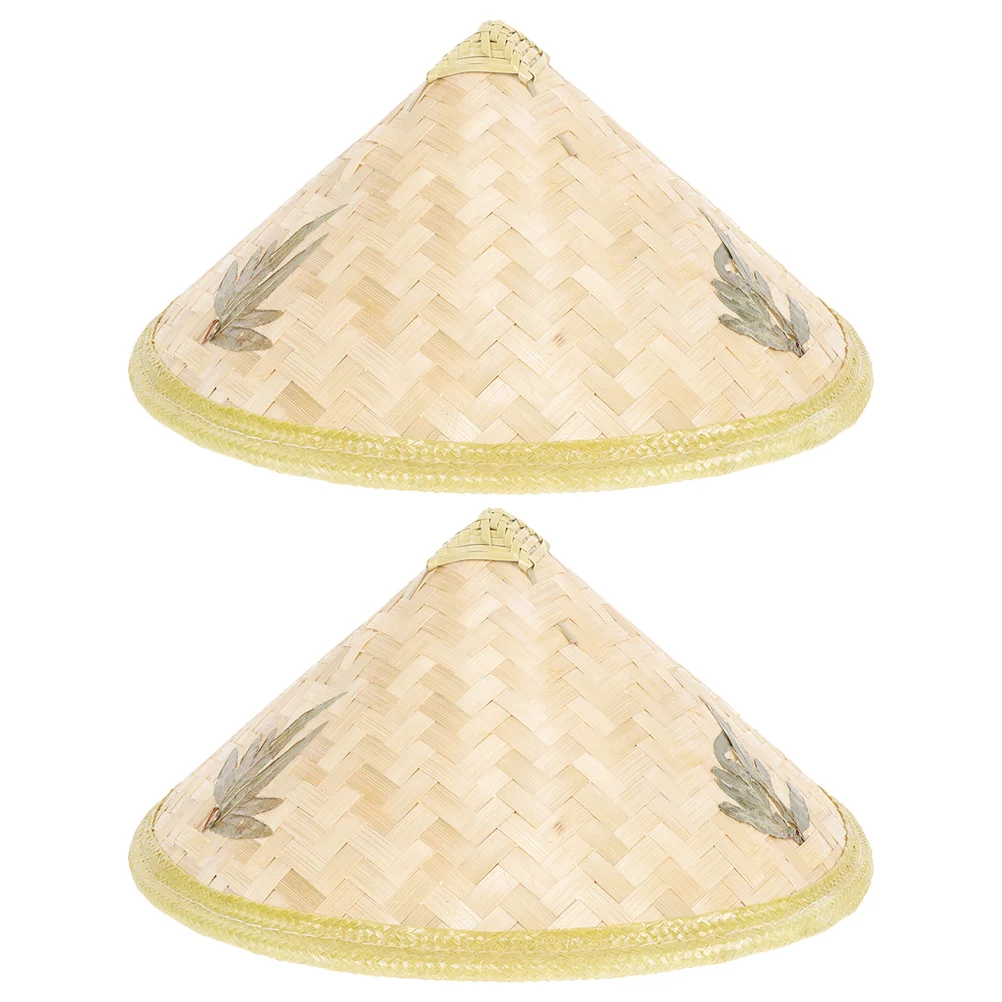Bamboo-Woven-Hat-Asian-Rice-Farmer-Conical-Hats-Wide-Fishing-Sunshade ...