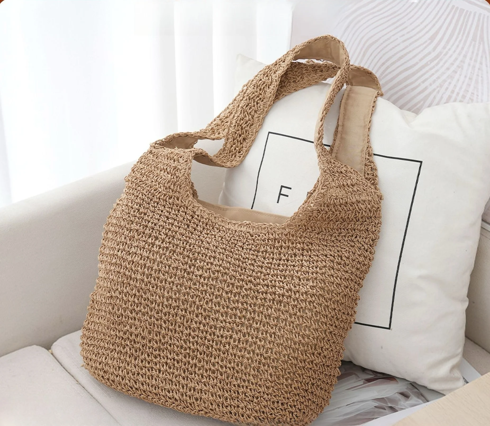 Fashion Rattan Women Shoulder Bags Woven Female Handbags Large Handmade ...