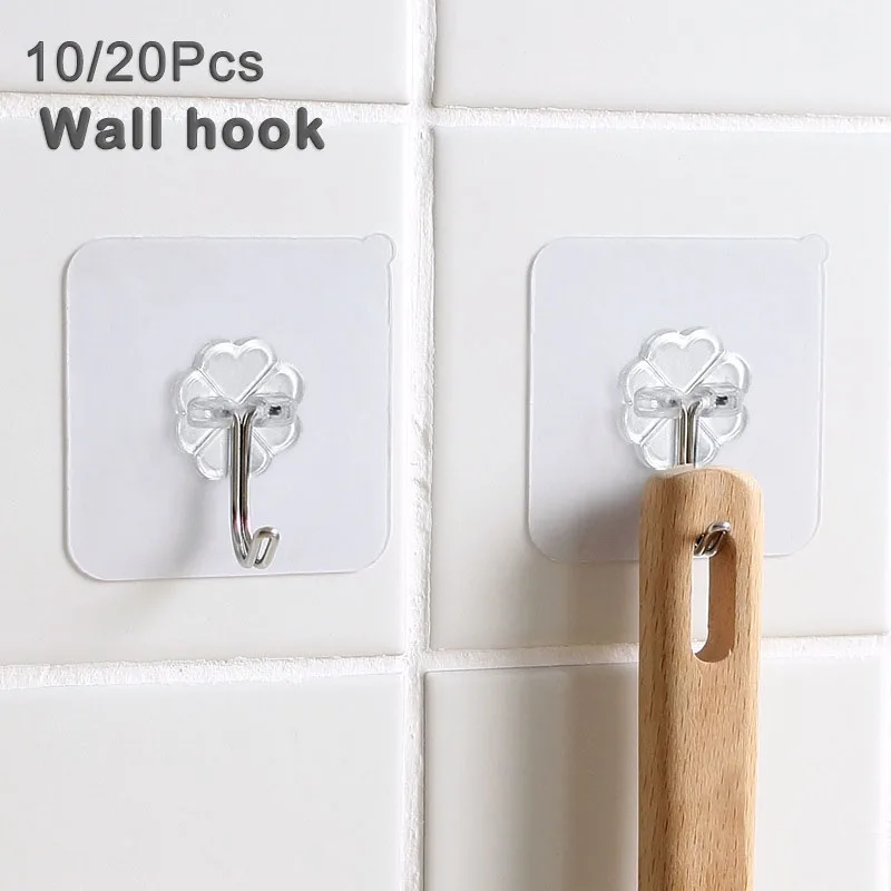 Transparent-Strong-Self-Adhesive-Hooks-Coat-Anti-skid-Hook-Bathroom ...