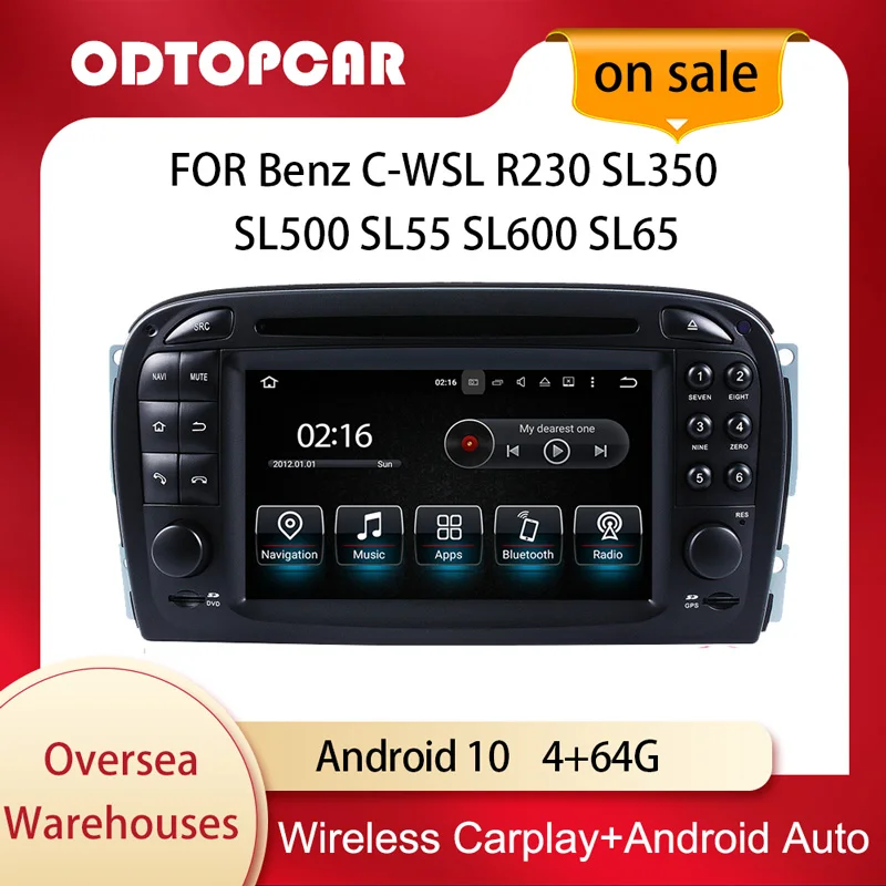 6.2" Android 10.0 Car Radio For Mercedes Sl R230 Sl350 Sl500 Sl55 Sl600 ...