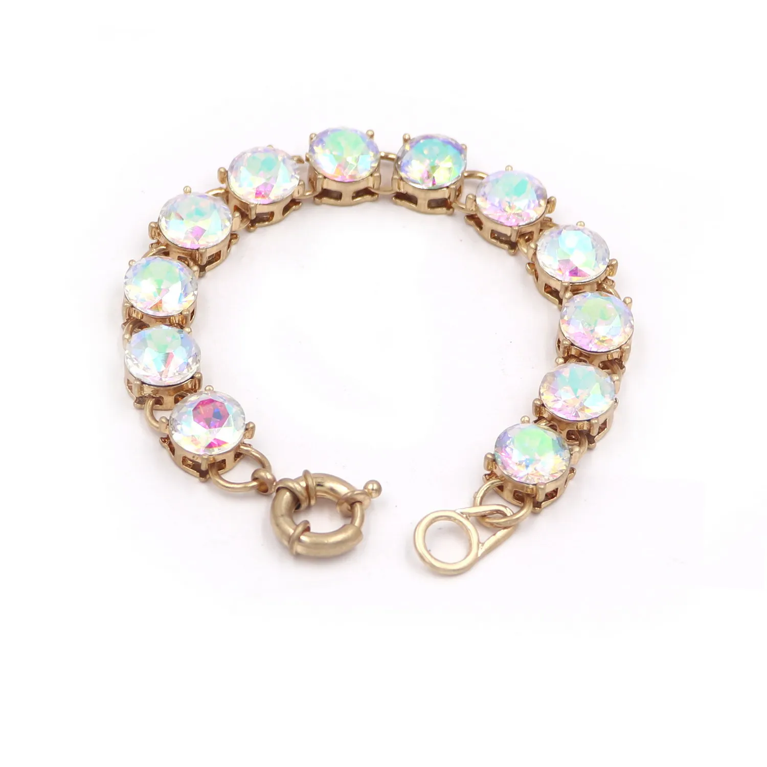 Fashion Jewelry Water Pink Crytal Dot Bracelet Rhinestone Chain Link ...