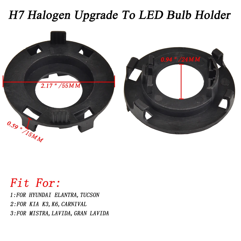 2PCS-H7-LED-Headlight-Bulb-Base-Adapter-Socket-Retainer-For-Hyundai ...